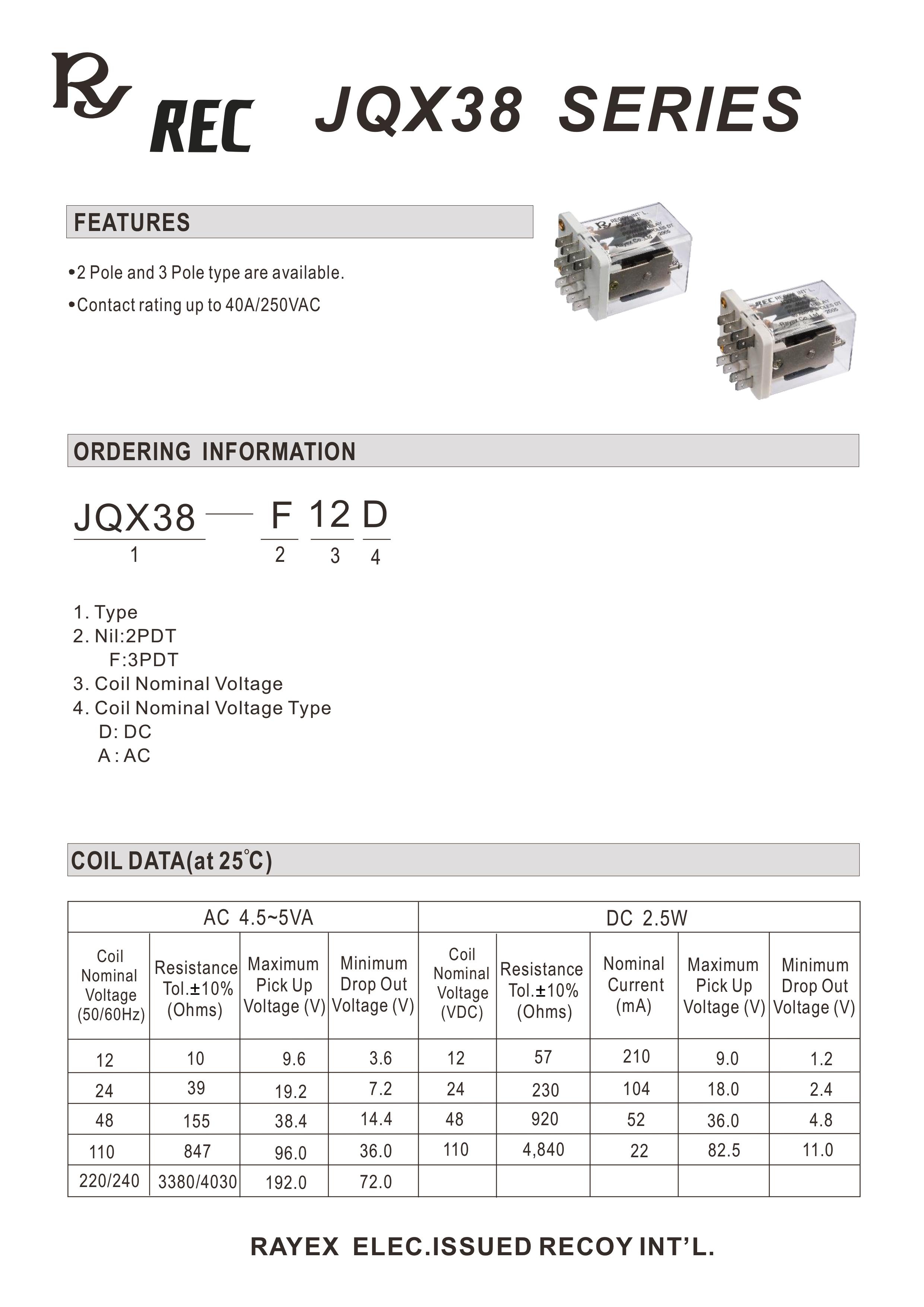 JQX38系列 - 瑞鎰電機股份有限公司